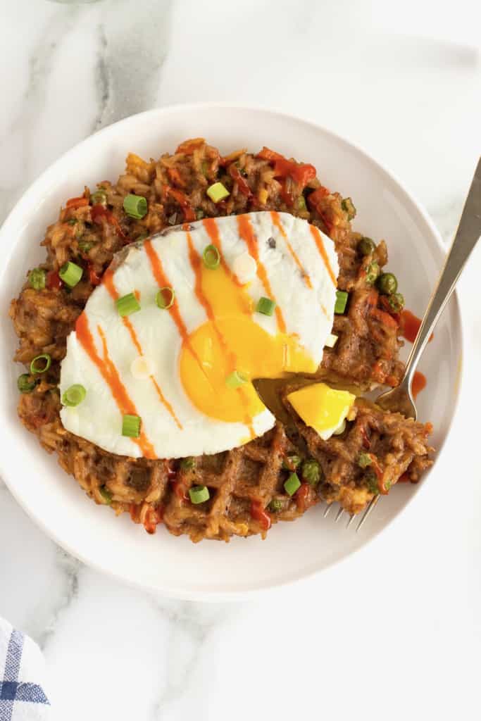 Leftover Fried Rice Waffle - The BakerMama