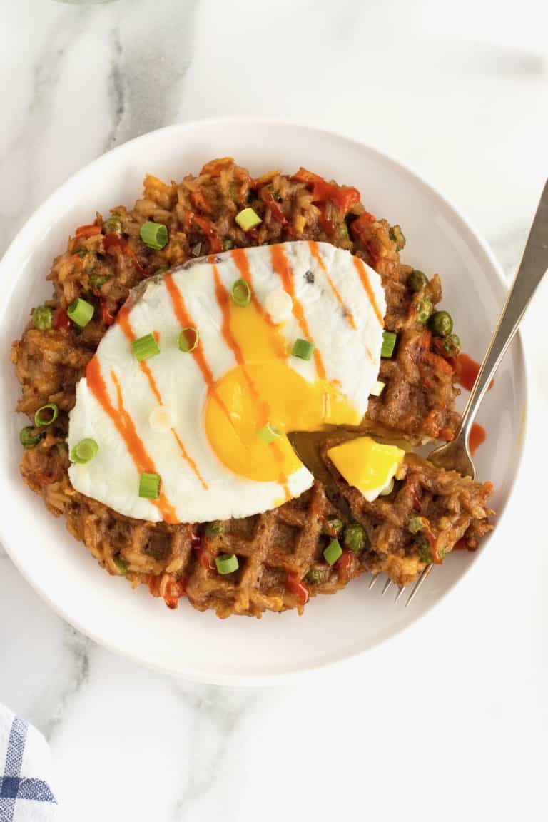Leftover Fried Rice Waffle - The BakerMama