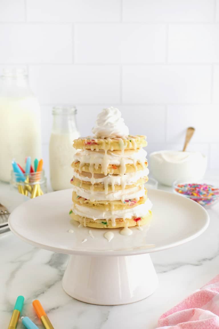 Confetti Pancake Cake - The BakerMama