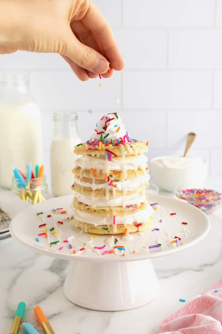Confetti Pancake Cake - The BakerMama
