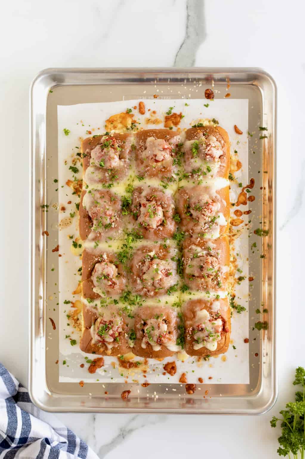 Meatball Stuffed Garlic Rolls - The BakerMama