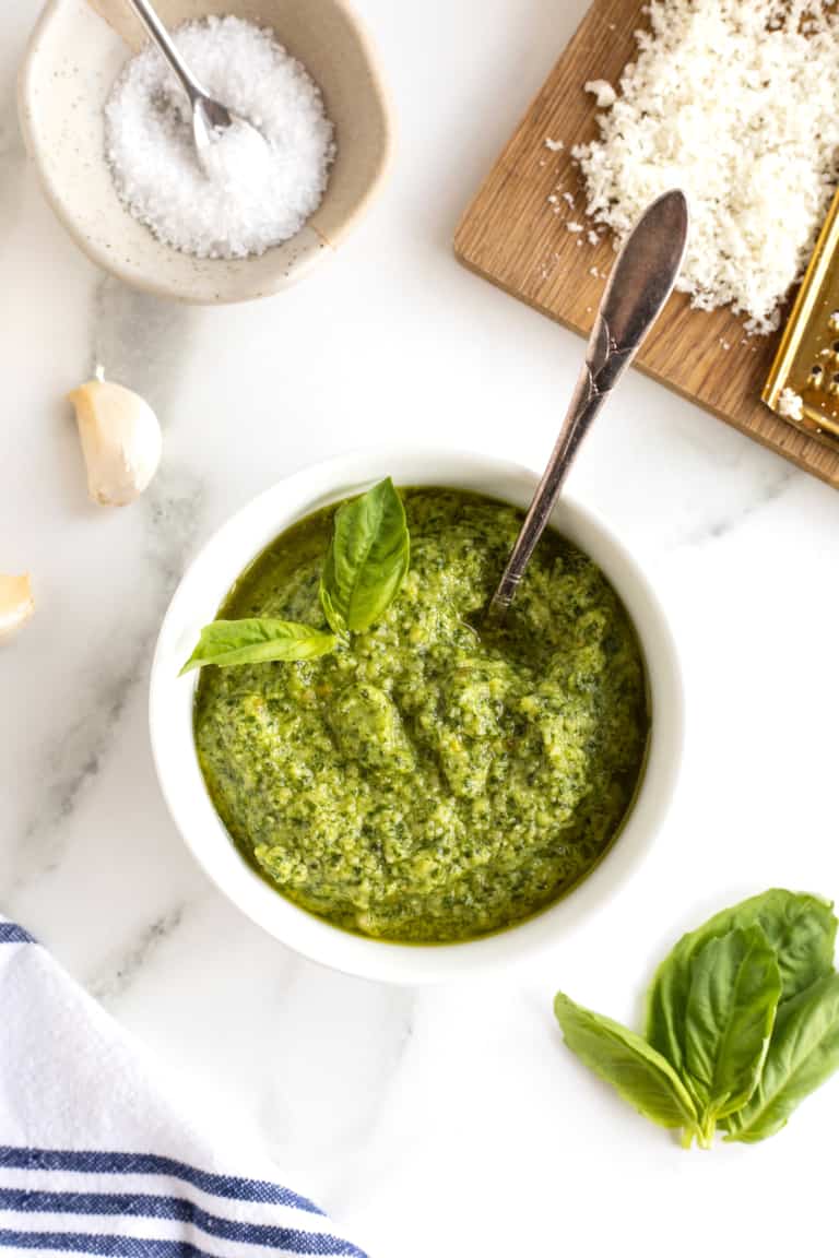 How to Make Fresh Basil Pesto - The BakerMama