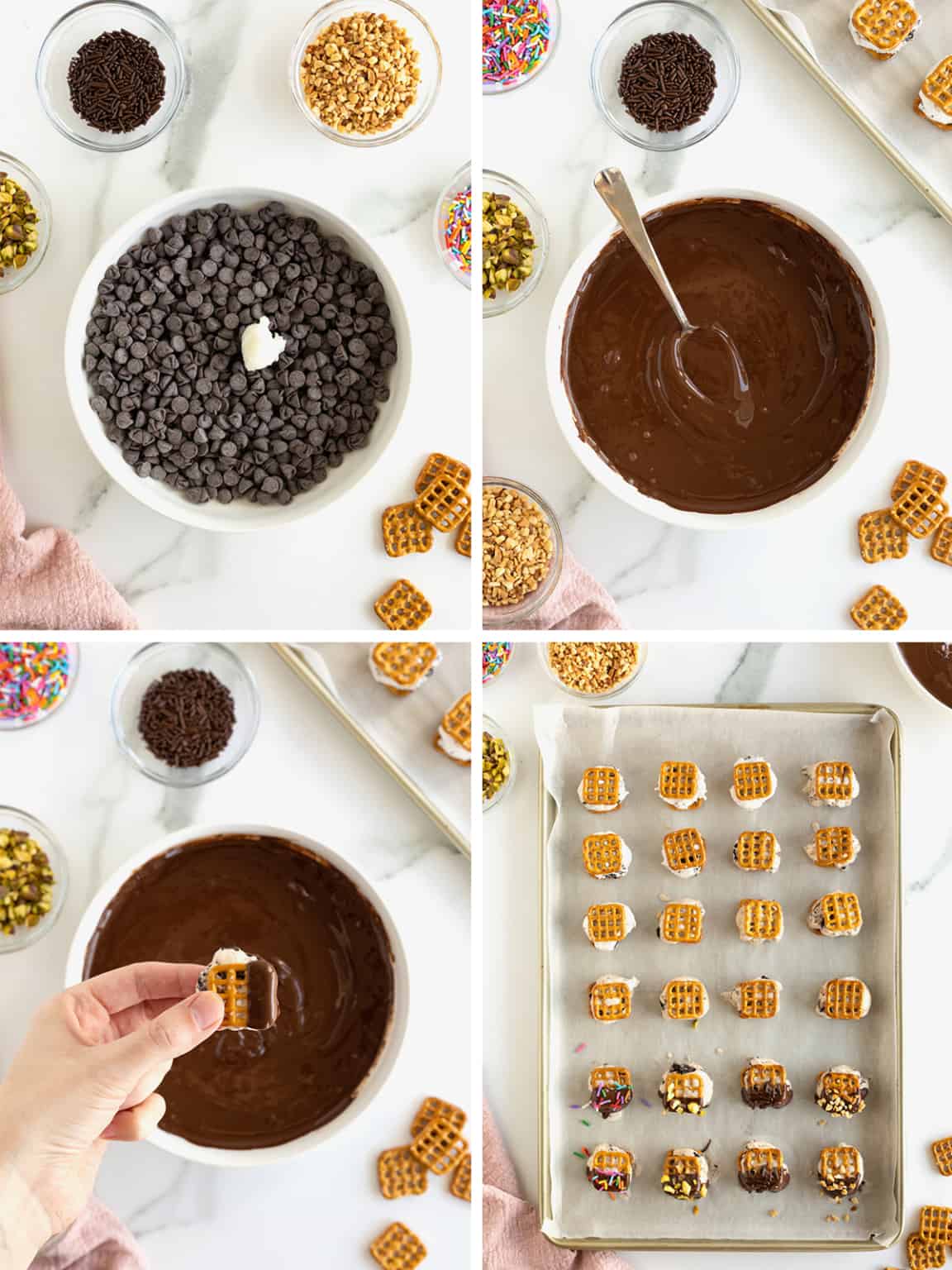 Pretzel Snap Ice Cream Sandwich Bites - The BakerMama