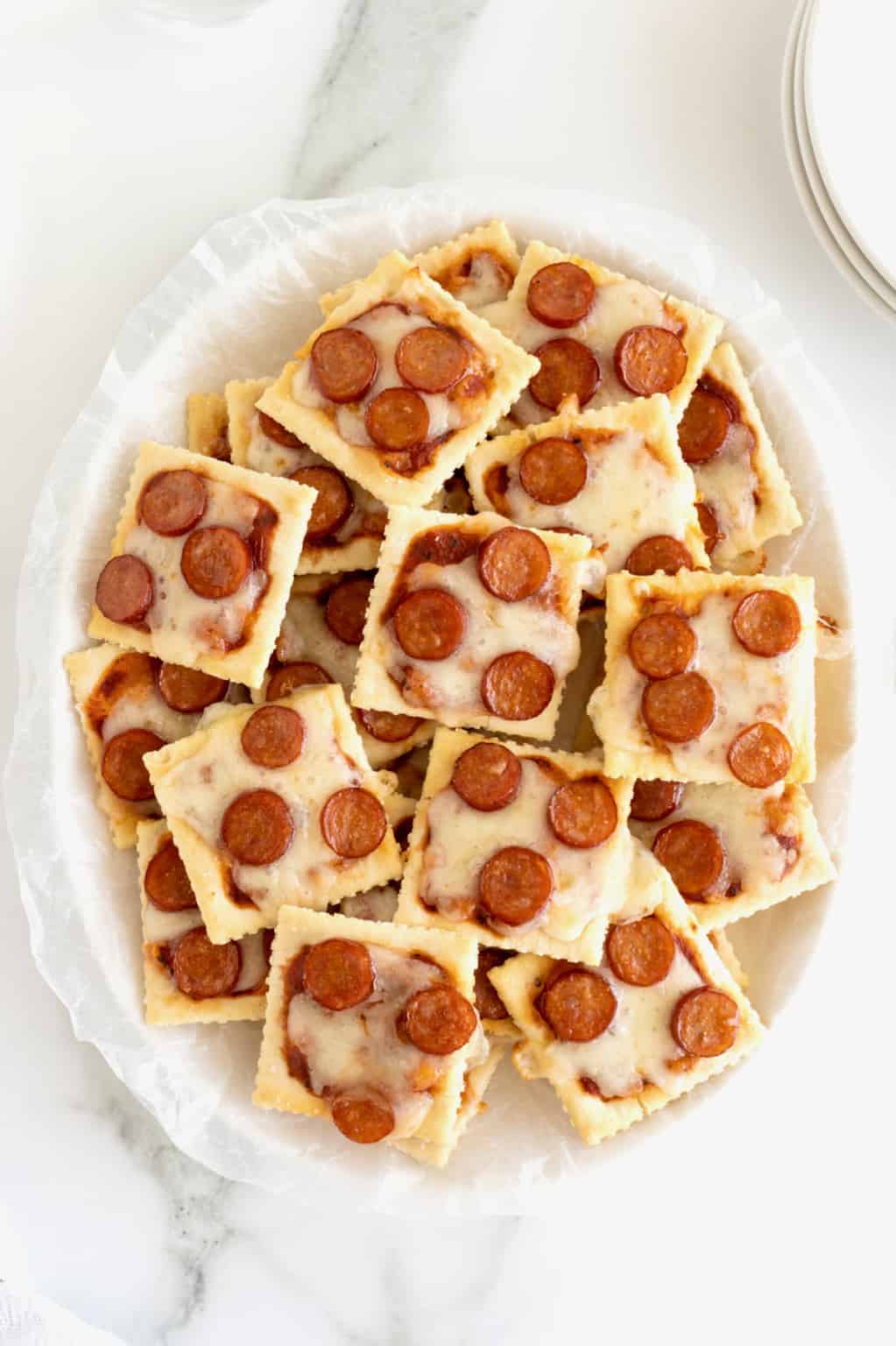 Pizza Cracker Bites - The BakerMama