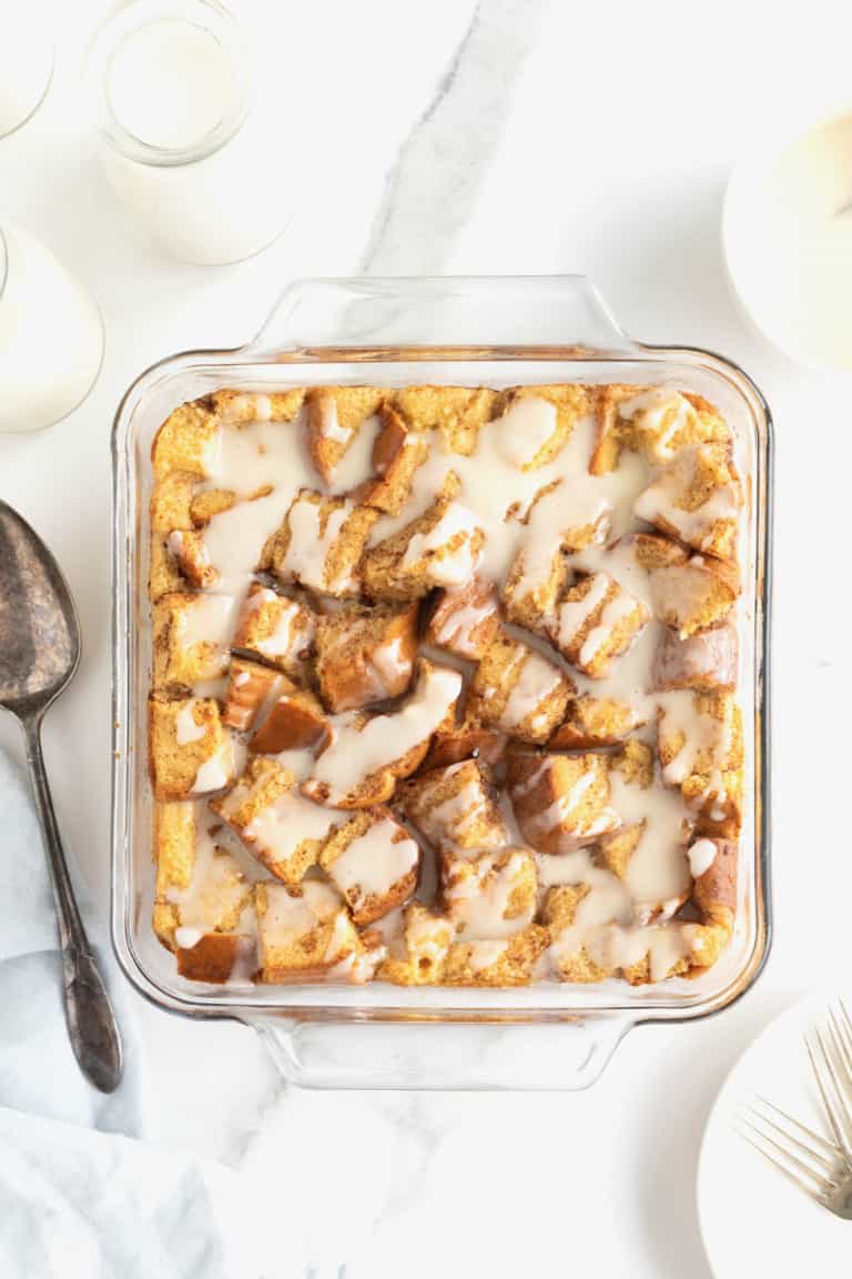 Classic Bread Pudding with Vanilla Sauce - The BakerMama
