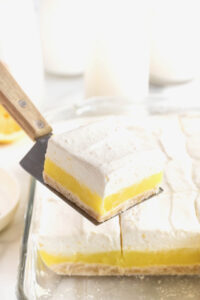 Lemon Pudding Bars - The BakerMama