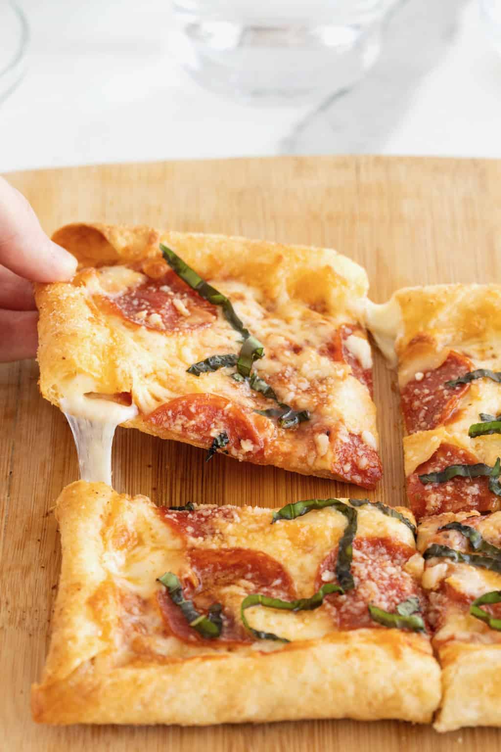 Stuffed Crust Tortilla Pizza - The BakerMama