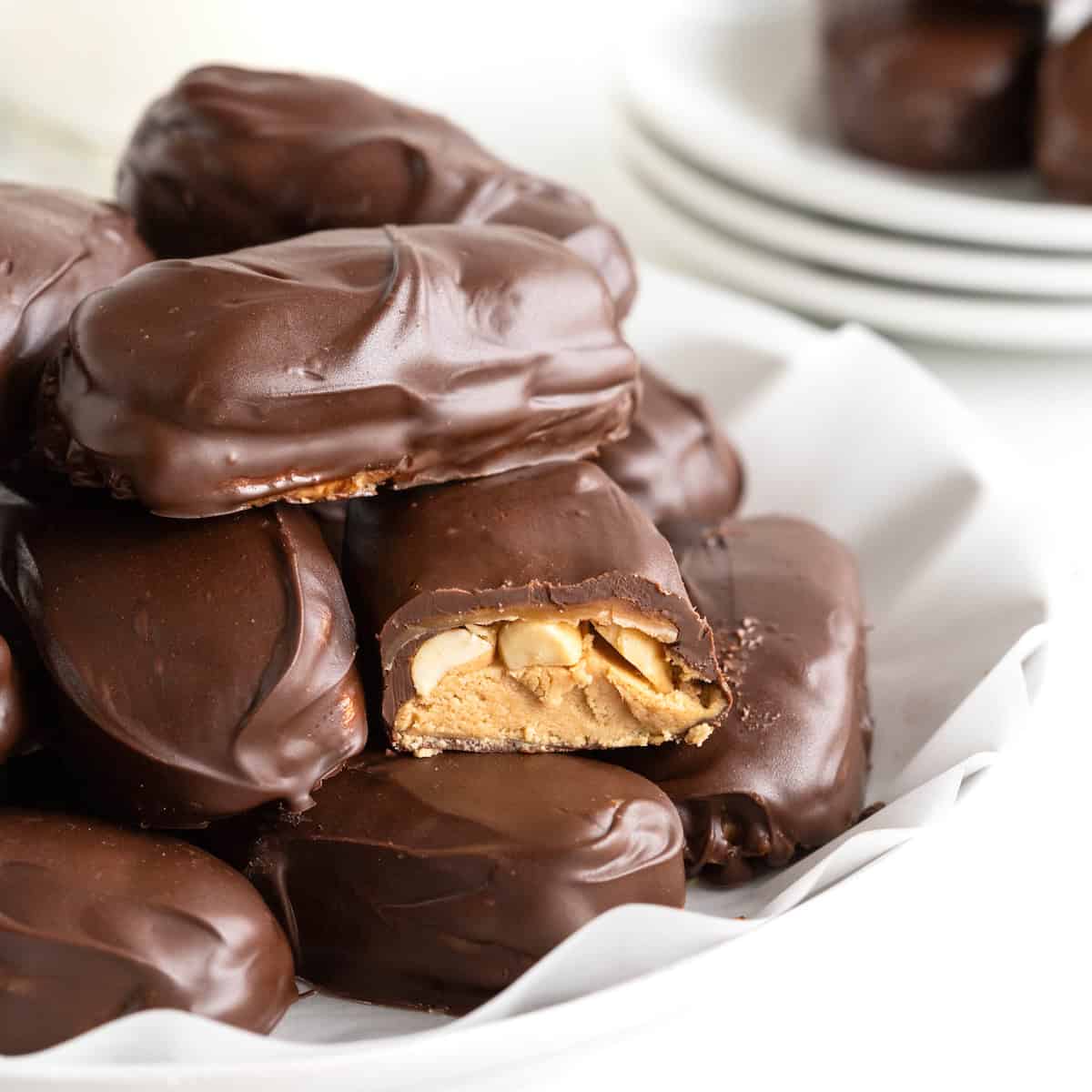 Homemade Snickers Bites - The BakerMama