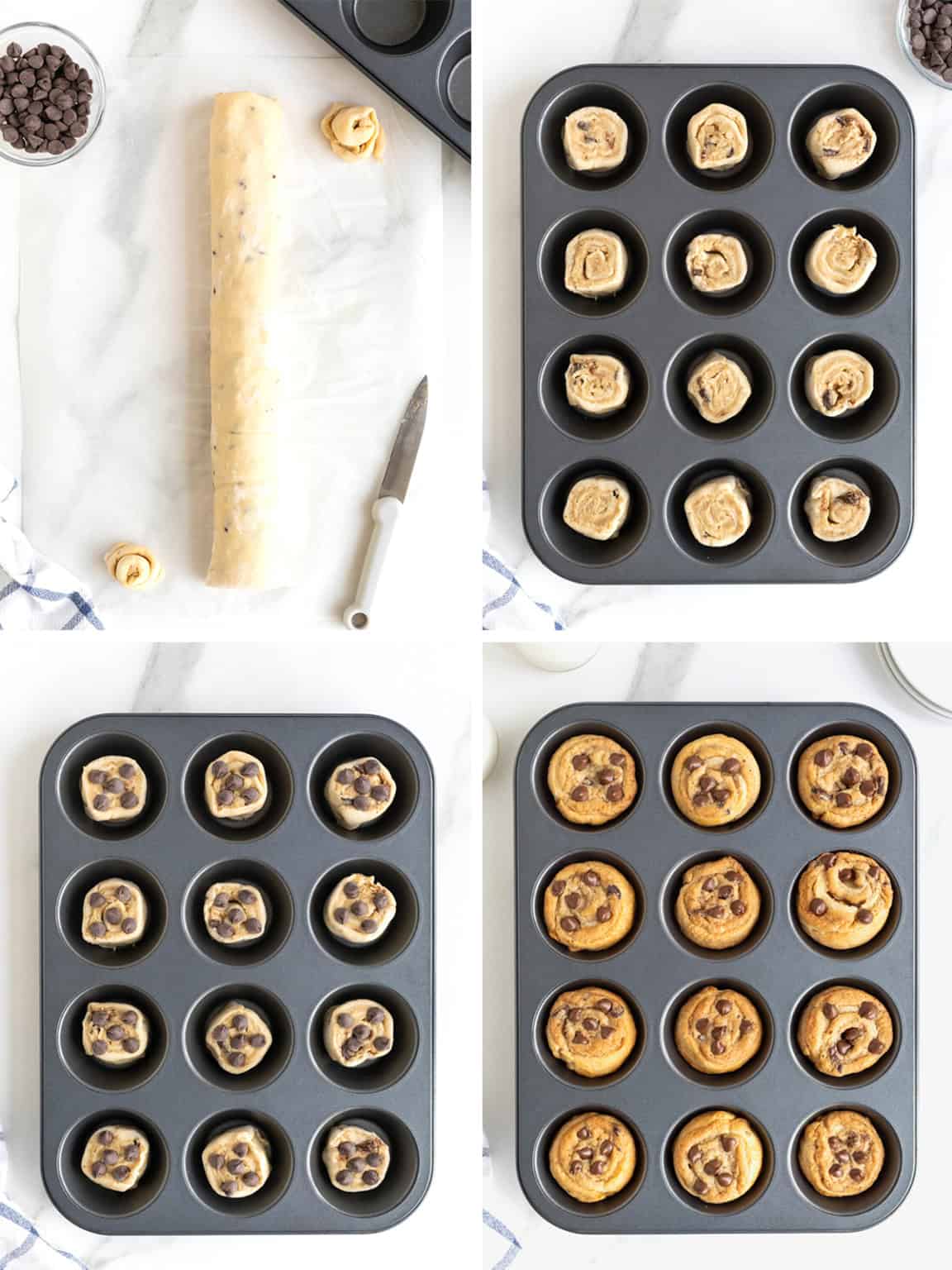 Chocolate Chip Cookie Dough Cruffins - The BakerMama