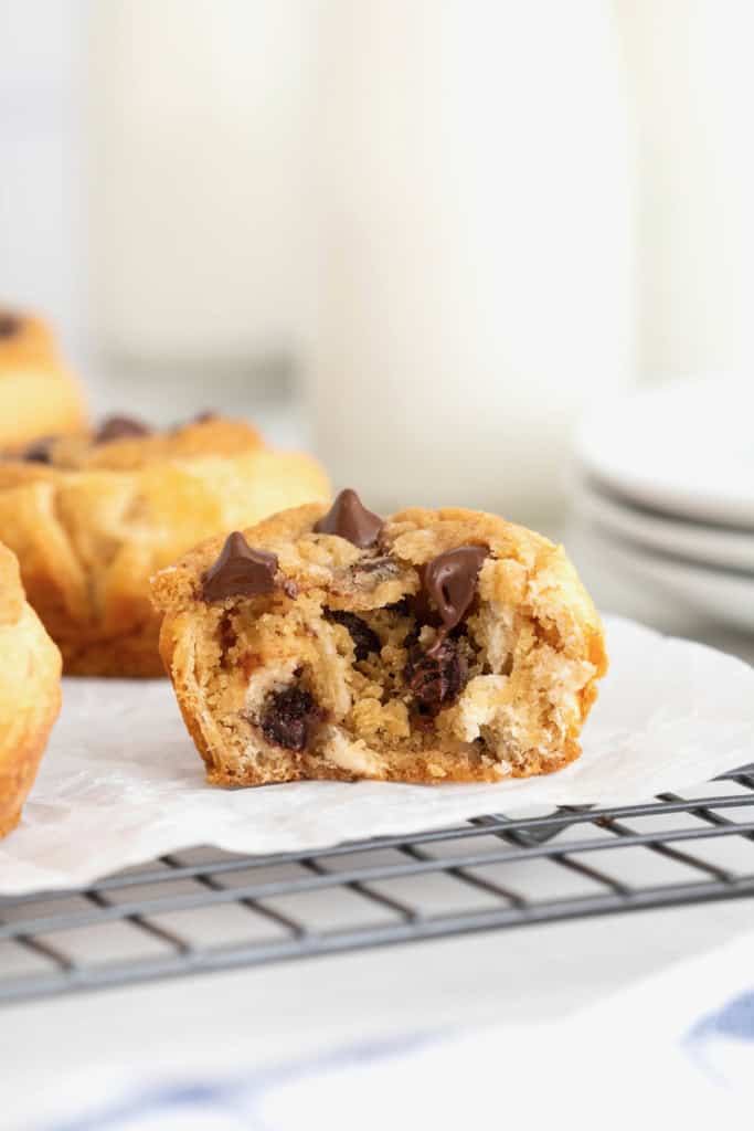 Chocolate Chip Cookie Dough Cruffins - The BakerMama