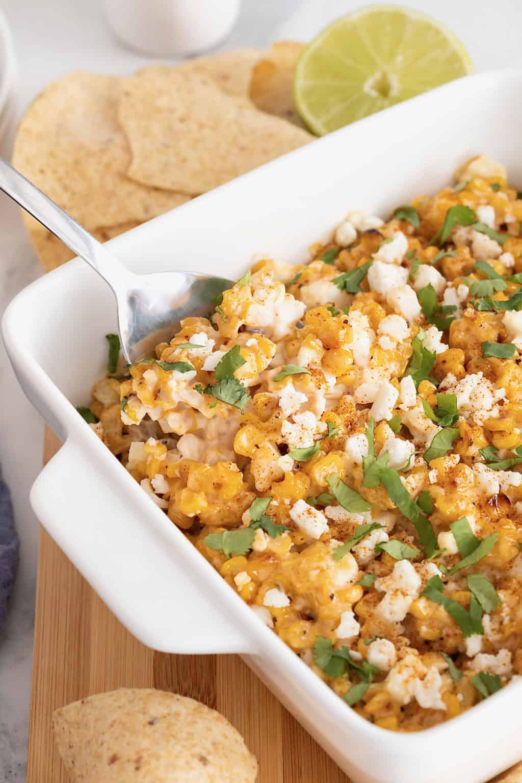 Roasted Corn Elotes Dip - The BakerMama